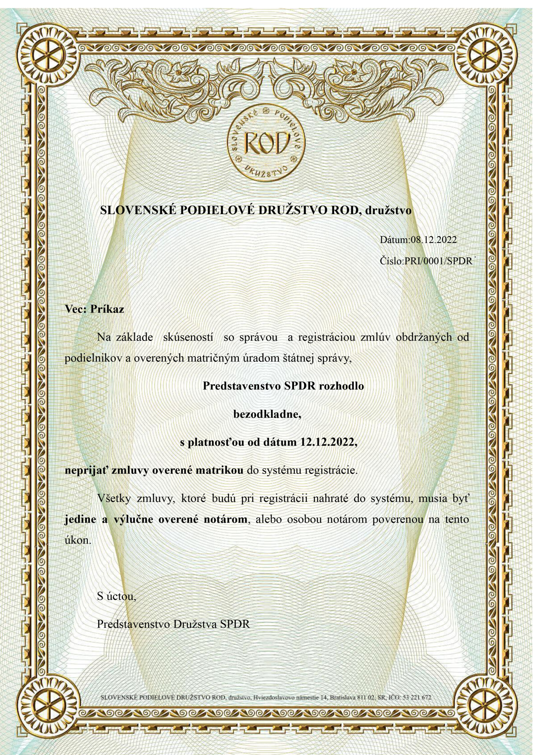 Registration In SPDR All Contracts Must Be Notarized SPDR